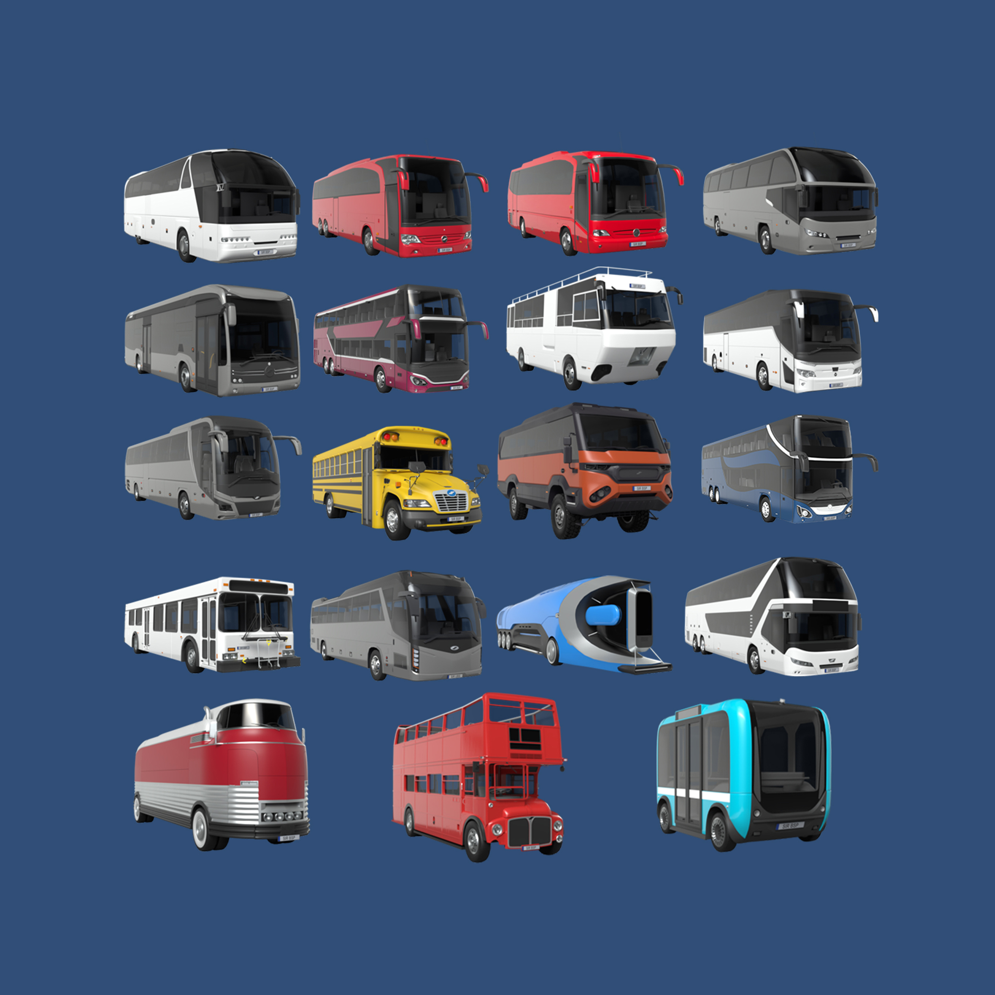 Bus Icon Renders - Baransel Can Gülkanat